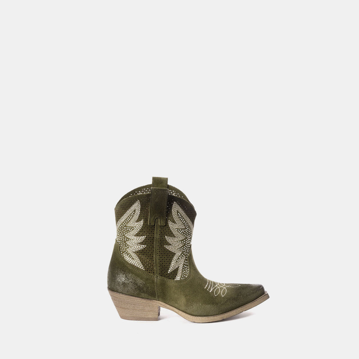 Suede Texan ankle boots with studs DX838 – Metisse Official